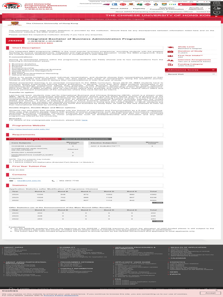 Integrated Bachelor of Business Administration Programme - The Chinese University of Hong Kong ...