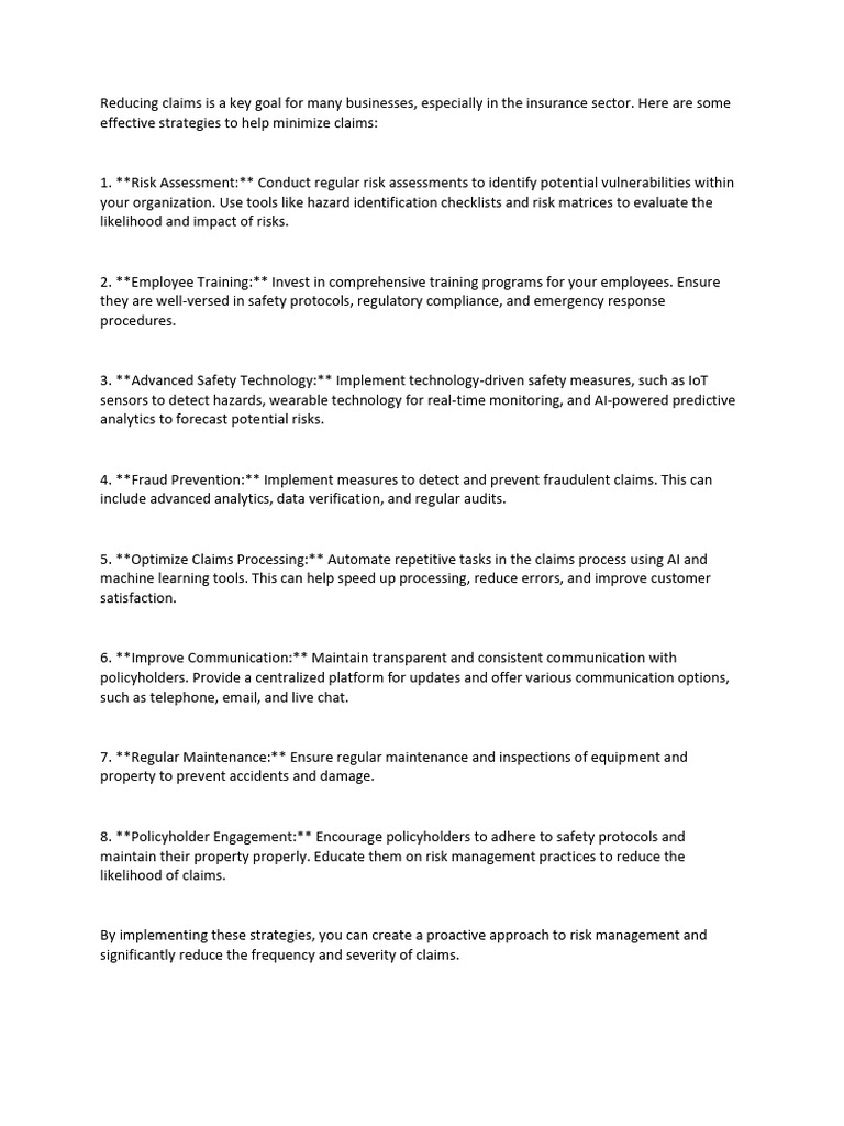 Insurance Claims Reduction Guide | PDF