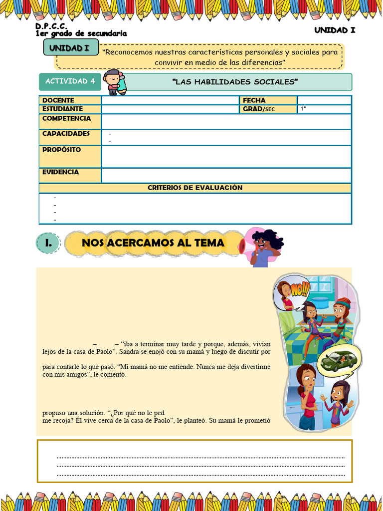 1° DPCC - Actv.04-Uni.1 2024 | PDF | Comunicación | Habilidades sociales