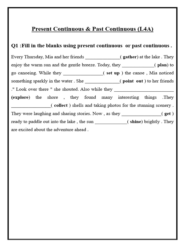 Present vs. Past Continuous Practice | PDF