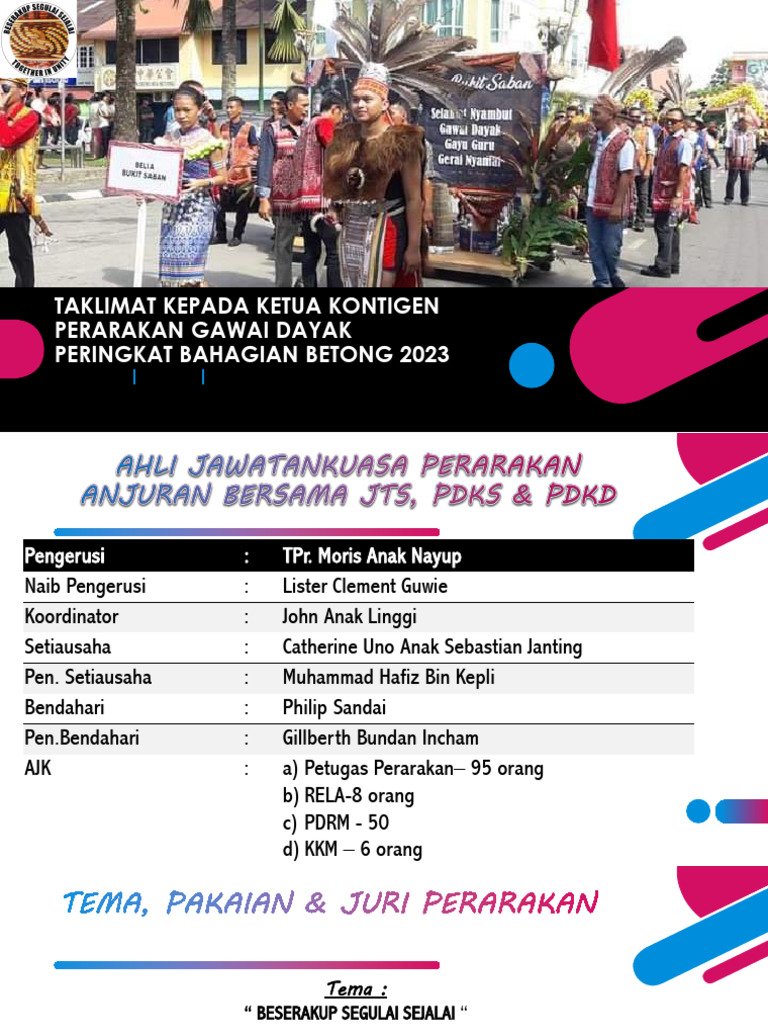 Taklimat Kepada Ketua Kontigen Perarakan Gawai Dayak Peringkat Bahagian Betong 2023 | PDF