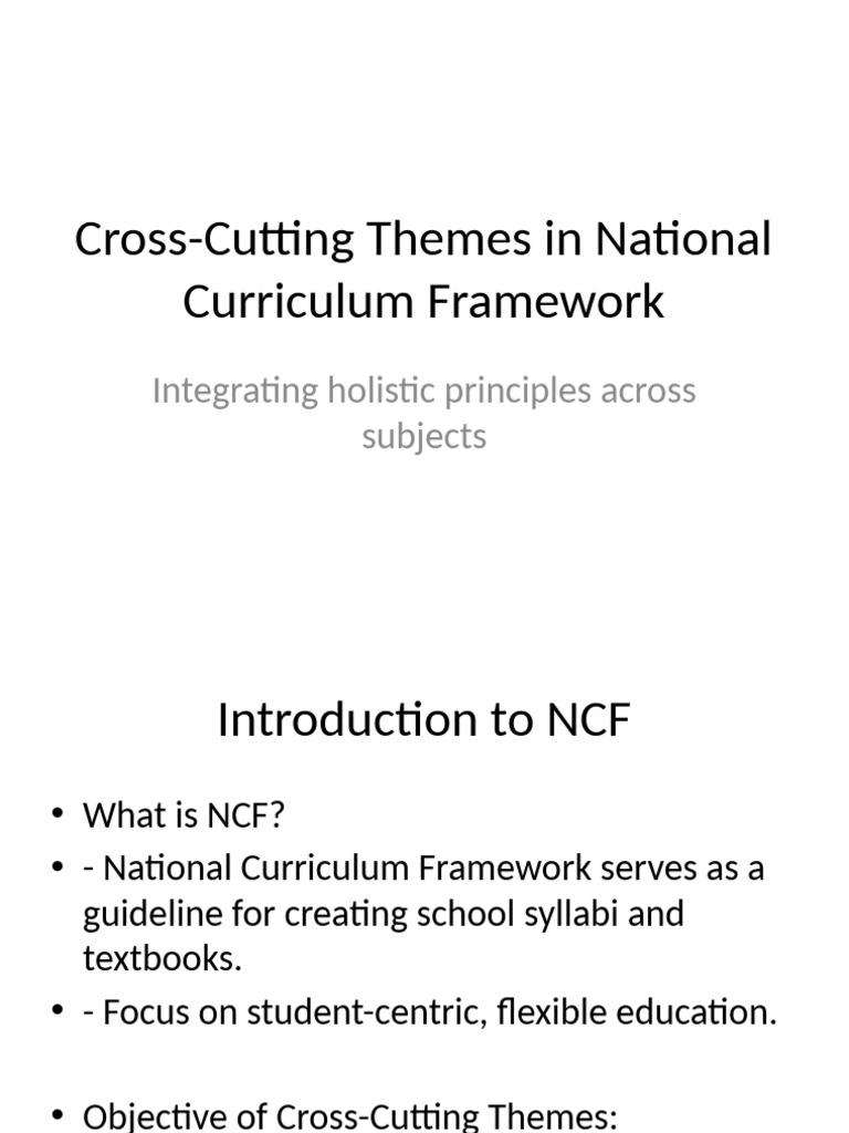 Cross-Cutting Themes in Education Framework | PDF | Curriculum ...