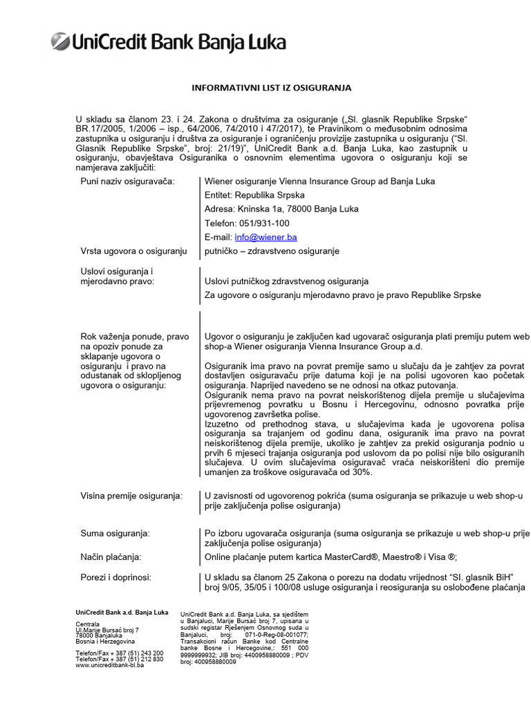 Informativni List PZO | PDF