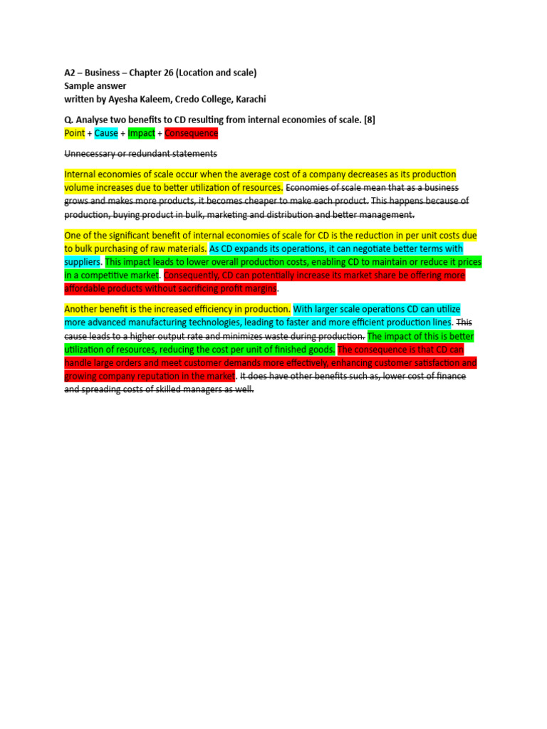 EconomiesOfScale (Sample - 8marks) | PDF