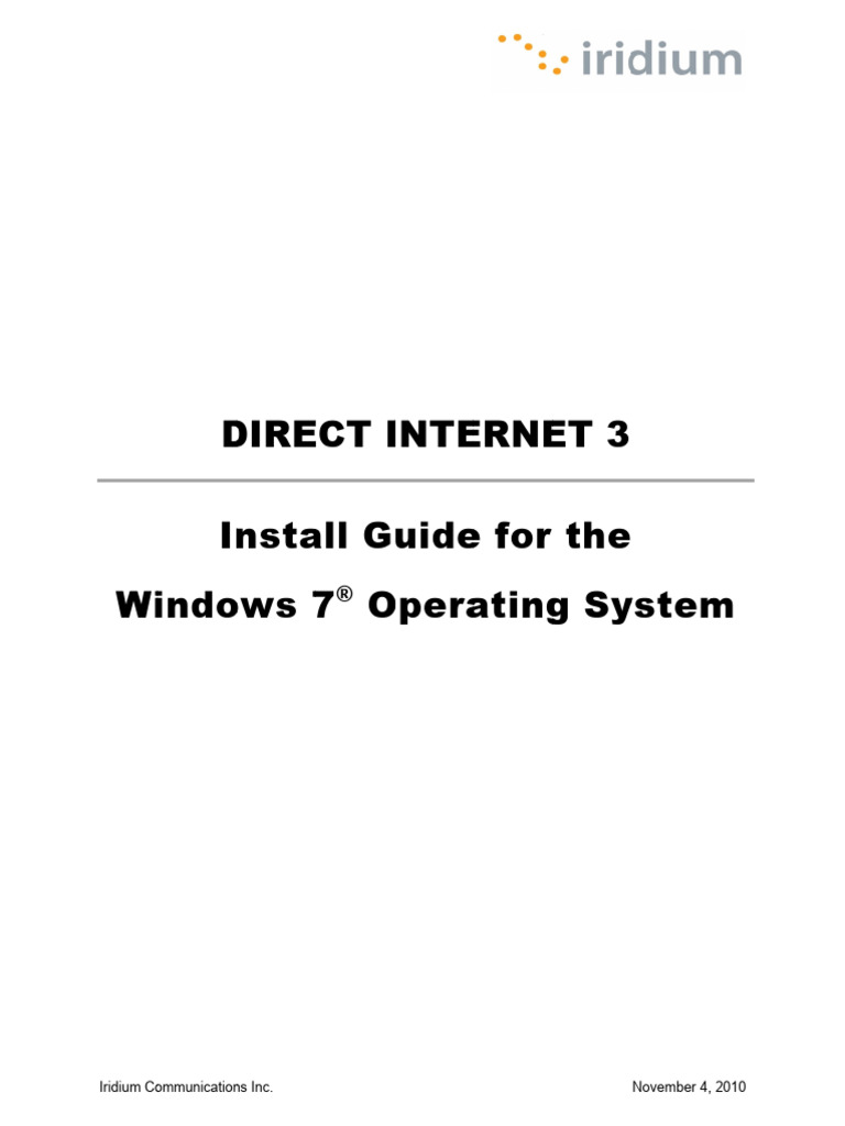 Direct Internet 3 Install Guide For Windows 7 | PDF | Telecommunications | System Software