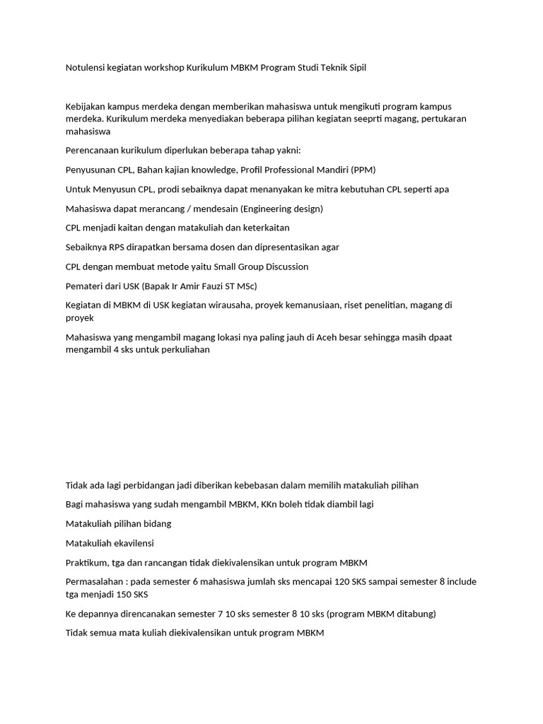 Notulensi Workshop | PDF