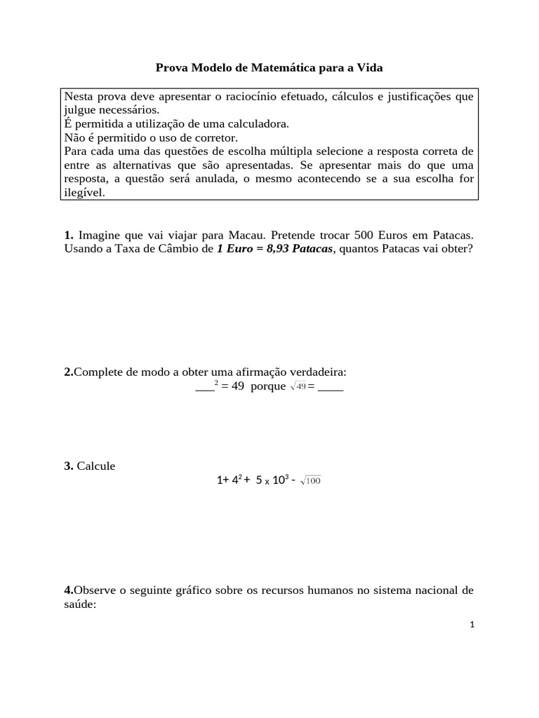 Prova Modelo 1 Recursos | PDF | Triângulo