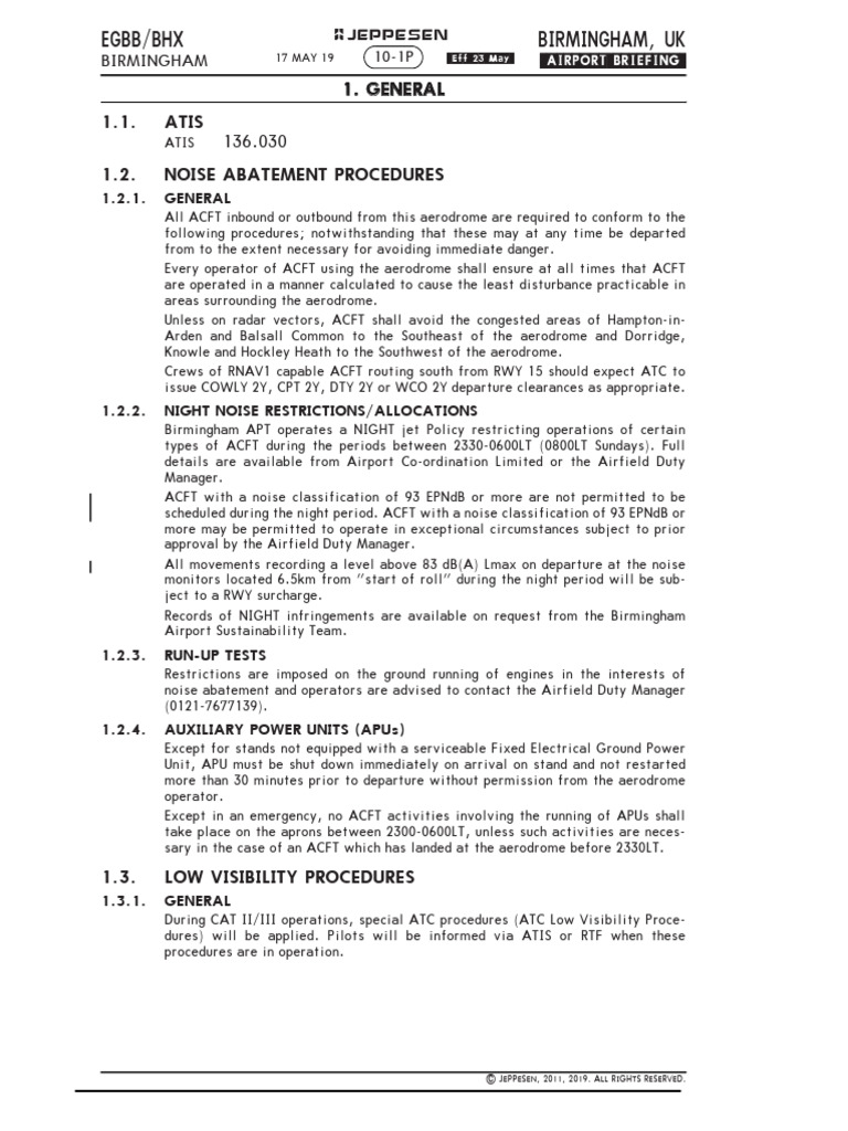 EGBB Birmingham | PDF | Air Traffic Control | Instrument Flight Rules