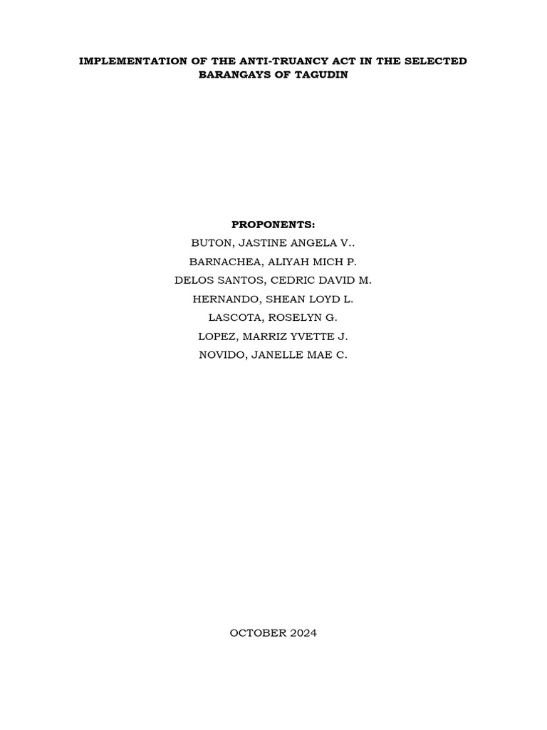 Printable pinakaFINAL Anti-Truancy Chapter1-2 | PDF | Juvenile ...