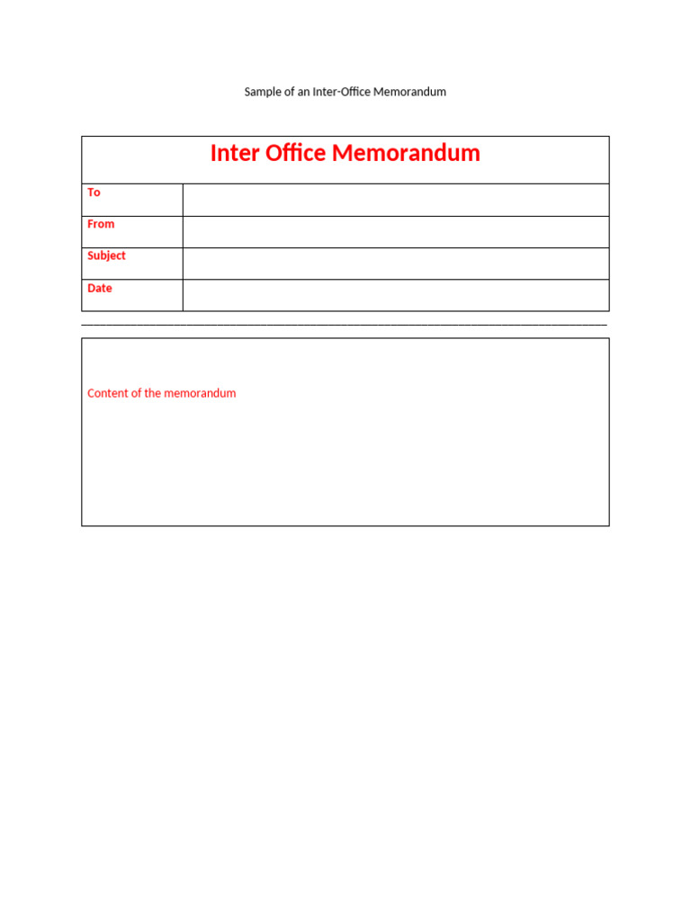 Sample of Memorandum | PDF
