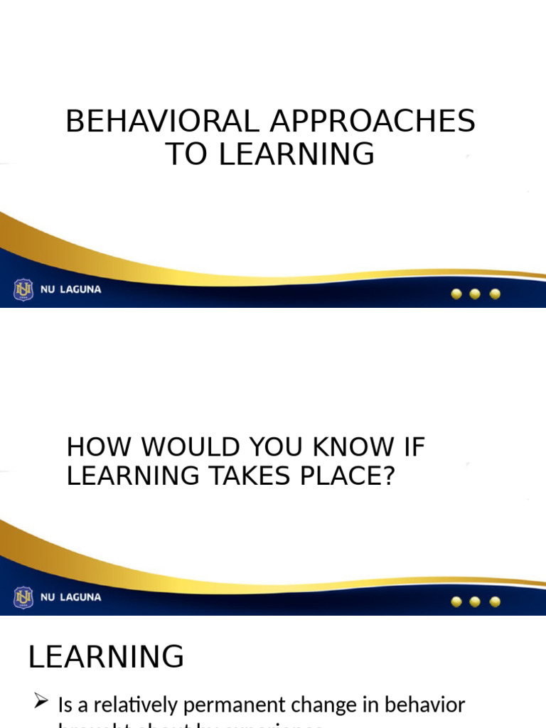 Week 10B - BSP211AB - Behavioral Approaches To Learning | PDF ...