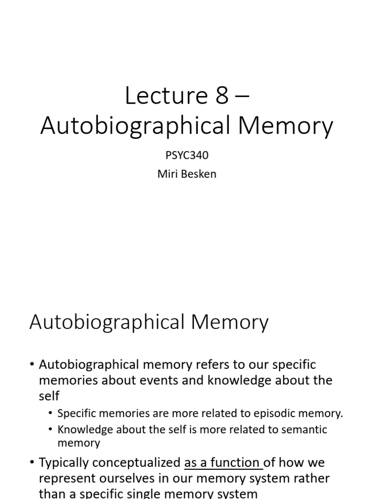 Understanding Autobiographical Memory | PDF | Memory | Recall (Memory)