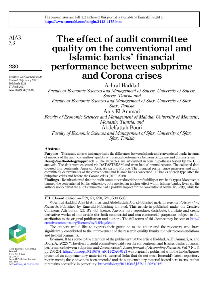 10-1108_ajar-11-2020-0121 | PDF | Degrees Of Freedom (Statistics) | Errors And Residuals