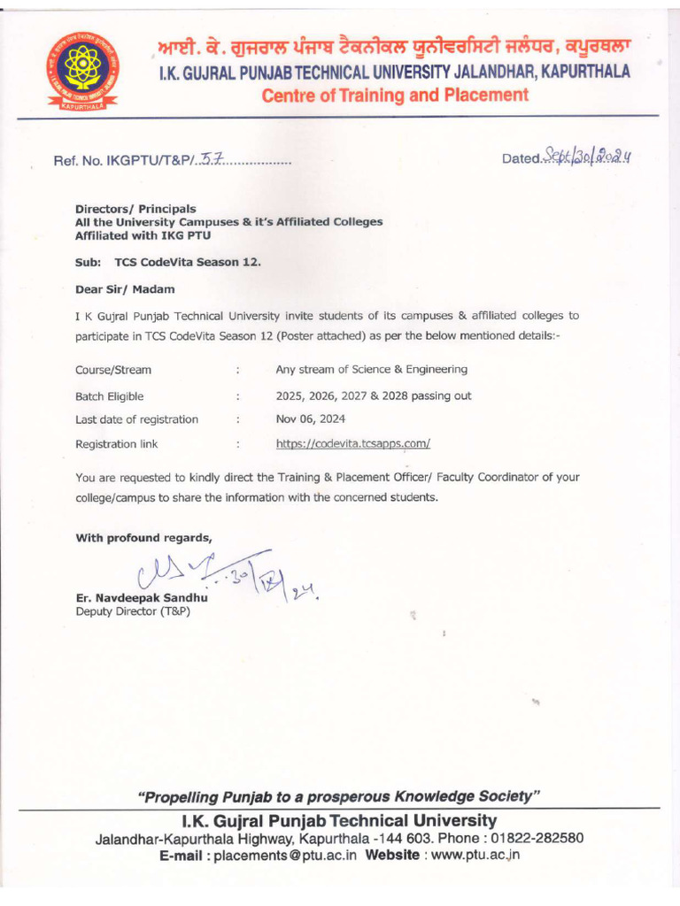 Letter TCS CodeVita Season 12 | PDF