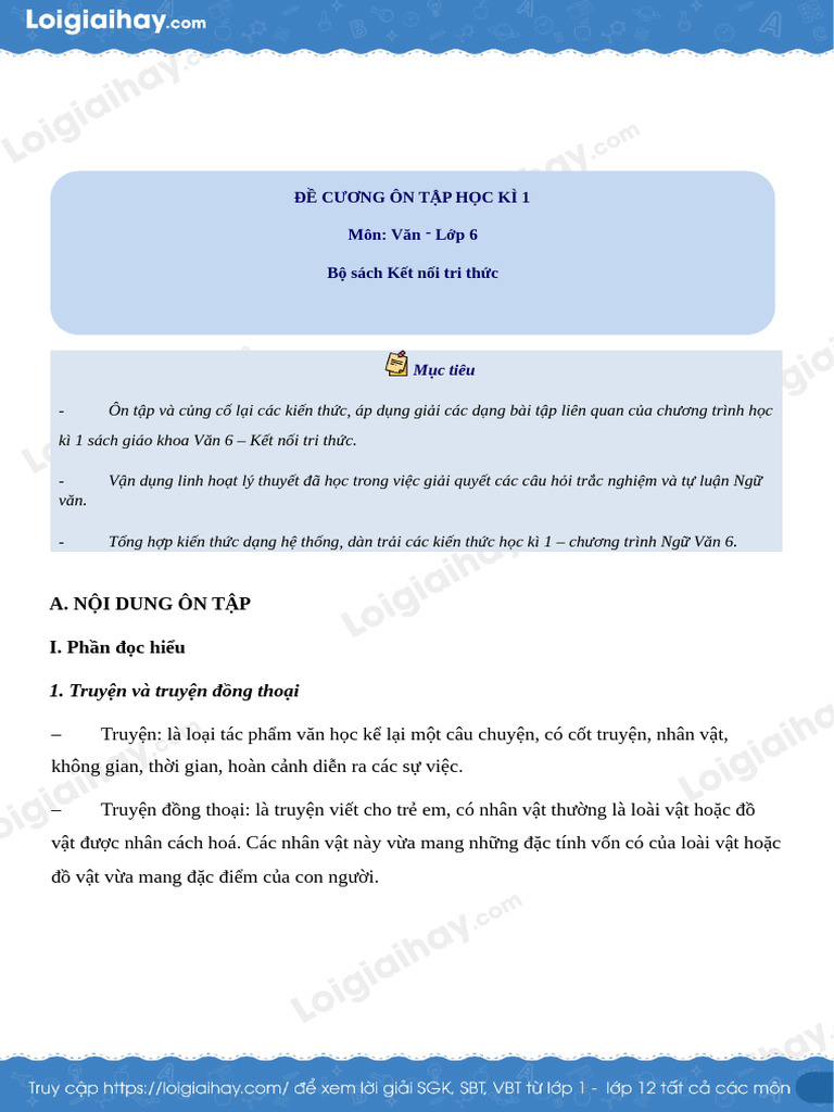 Đề cương ôn thi HK1 | PDF