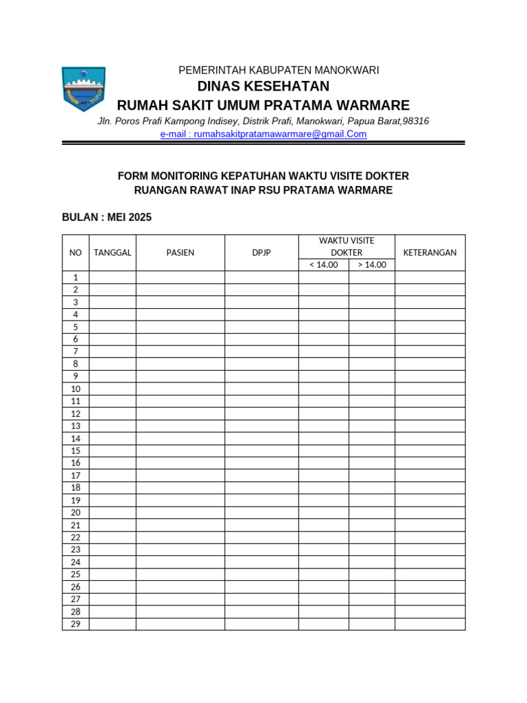 FORM MONITORING KEPATUHAN VISITE DOKTER | PDF