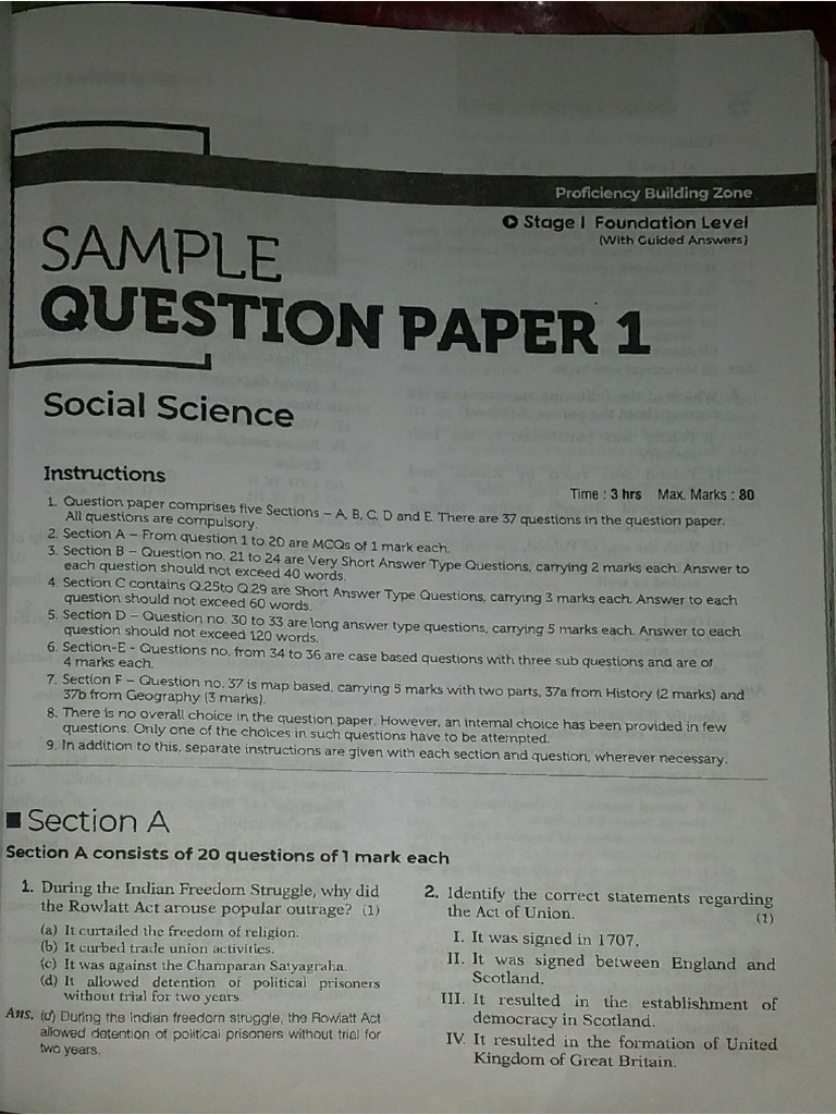 Social Sample Paper | PDF