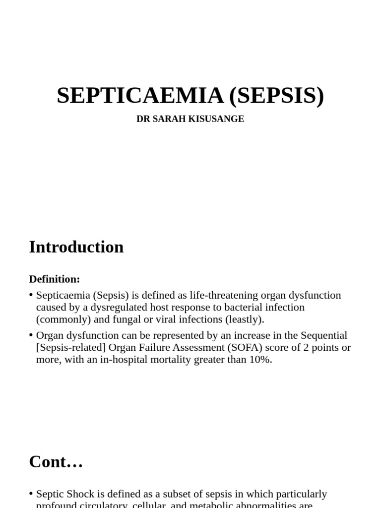 Septicaemia (Sepsis) Imed | PDF | Sepsis | Shock (Circulatory)