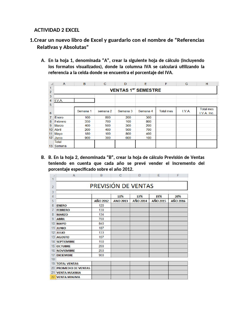 ACTIVIDAD 2 EXCEL Referencias Relativas y Absolutas | PDF