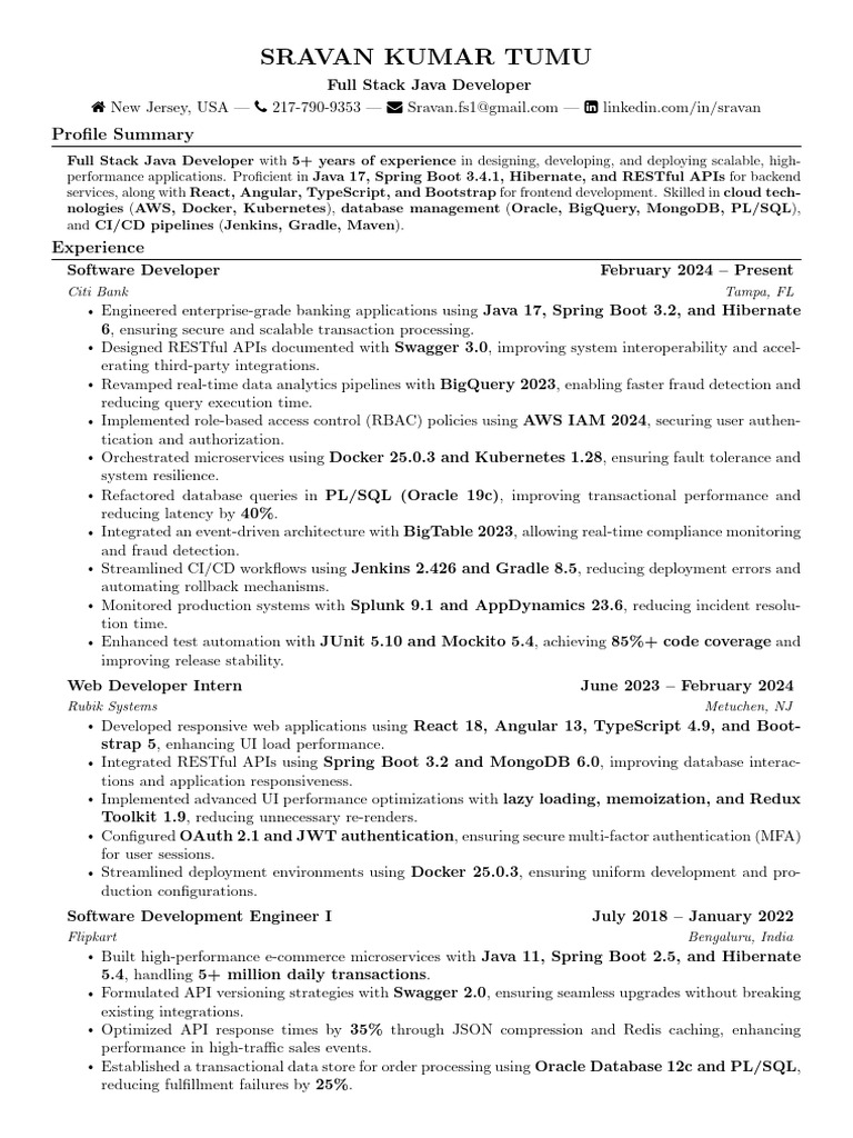Sravan_Kumar_Tumu | PDF | Databases | Cloud Computing
