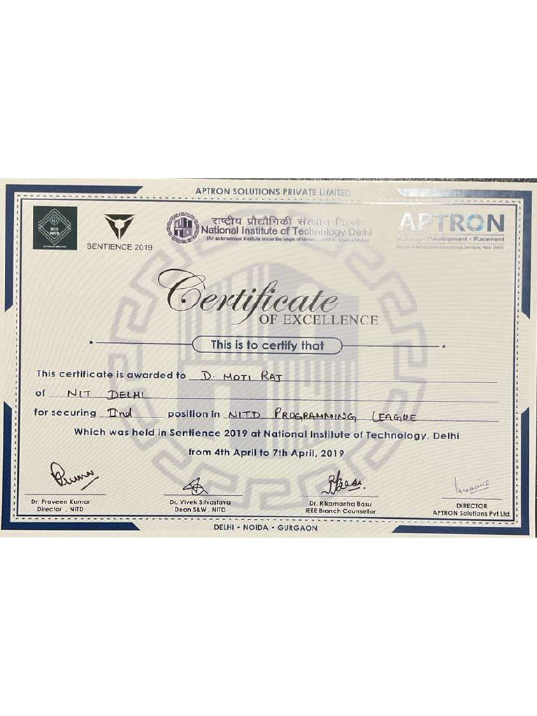 Achievement Certi | PDF