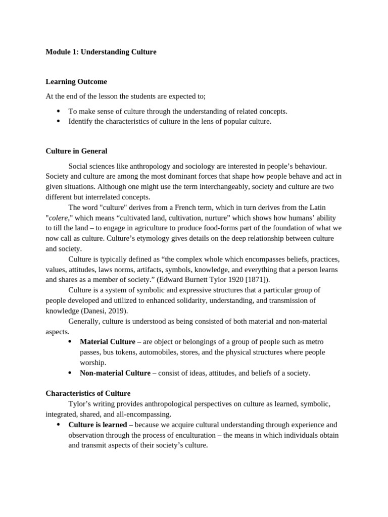 Module #1 Understanding Culture | PDF | Psychology | Cognition