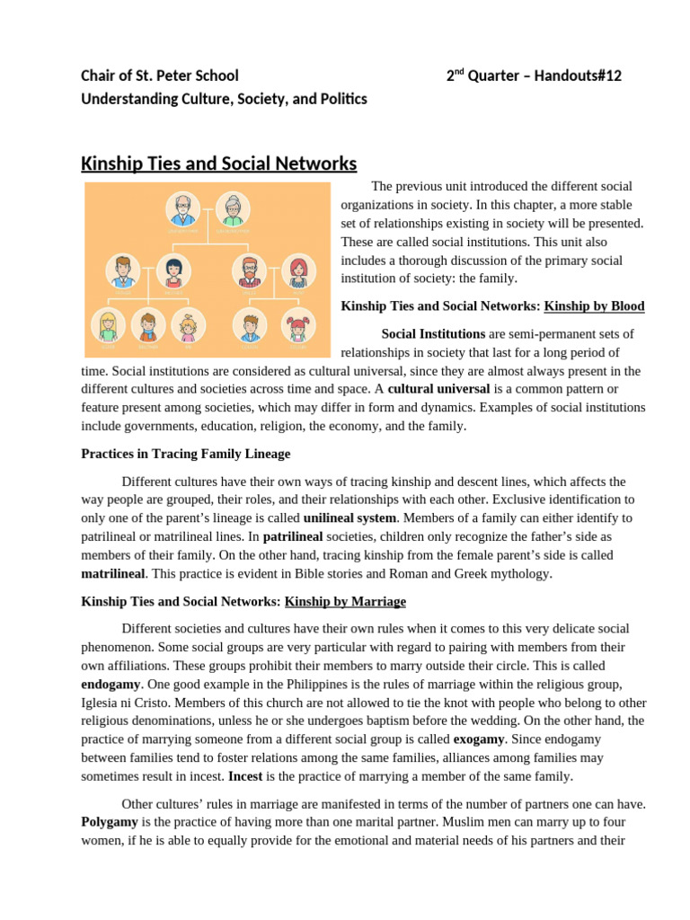 UCSP #12 Handout | PDF | Family | Kinship