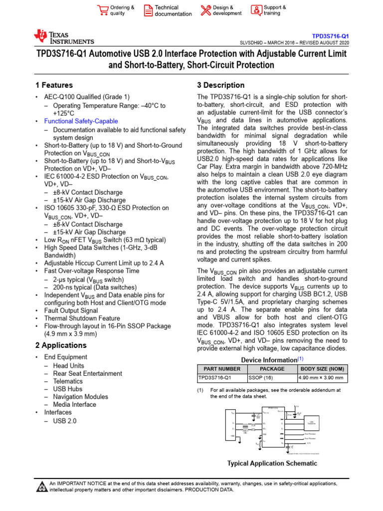 tpd3s716 q1 | PDF | Electrostatic Discharge | Usb