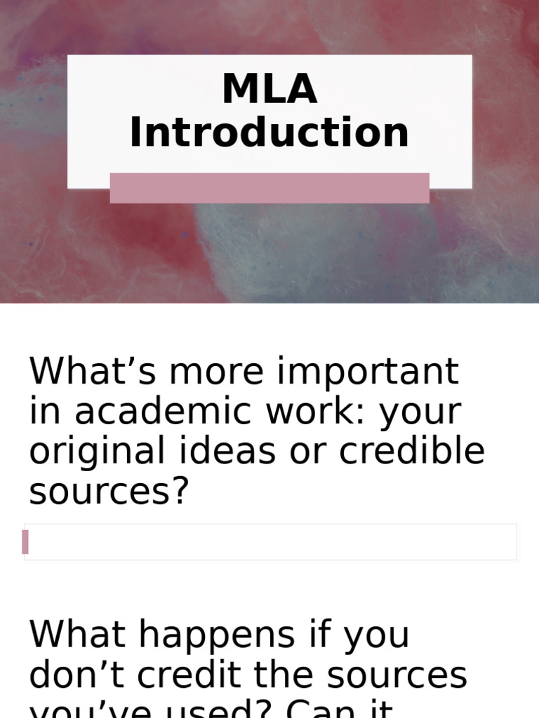MLA Introrduction | PDF | Citation