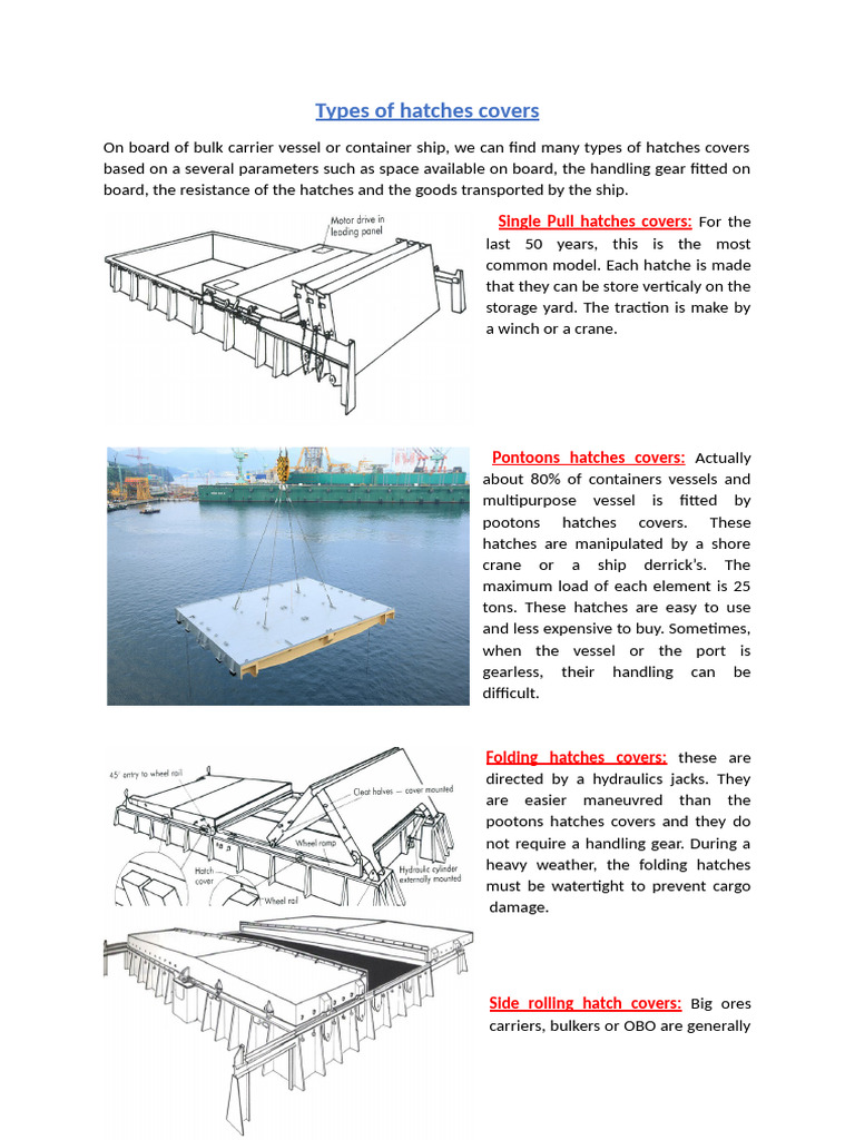 Types of Hatches Covers | PDF | Watercraft | Freight Transport