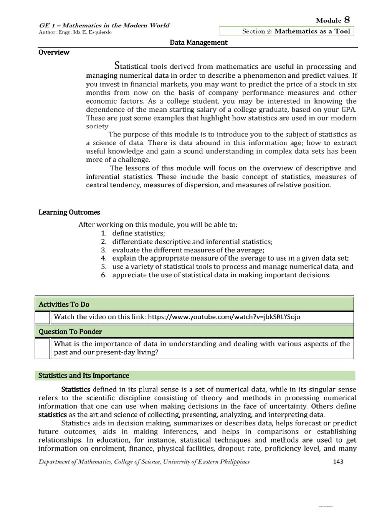 GE1 MMW Module 8 | PDF