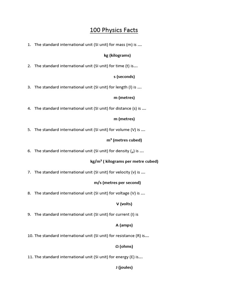 Physics 100 Facts | PDF | Waves | Radioactive Decay