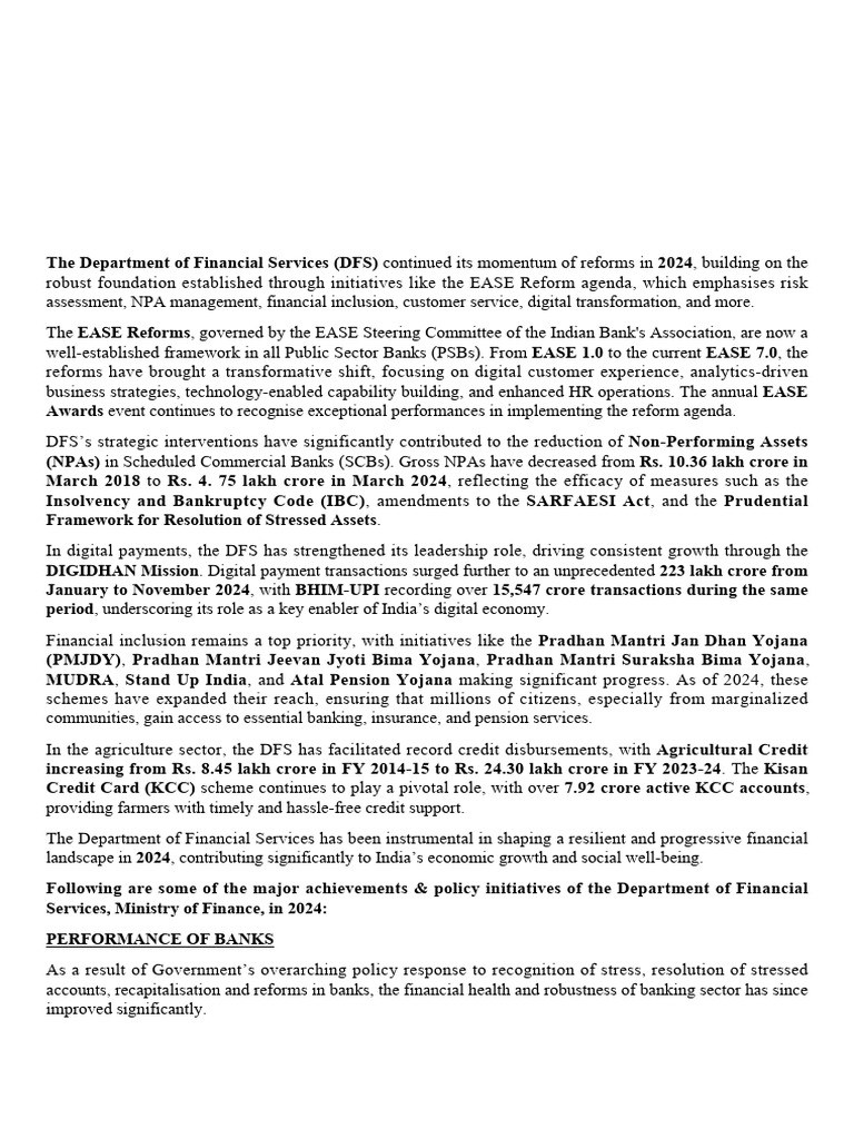 DFS Year-End Review 2024: Key Achievements | PDF | Financial Services ...