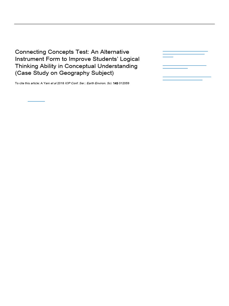 Connecting Concepts Test for Geography Students | PDF | Thought | Inference