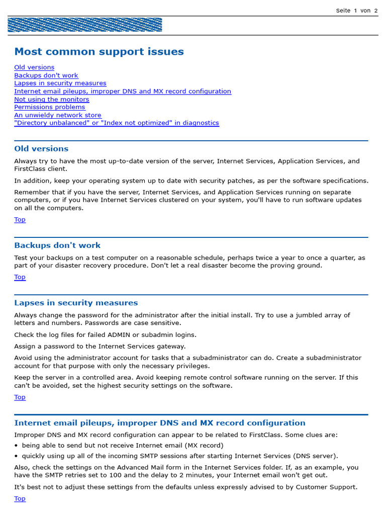 Admin Most Common Support Issues | PDF | Internet | Information Technology