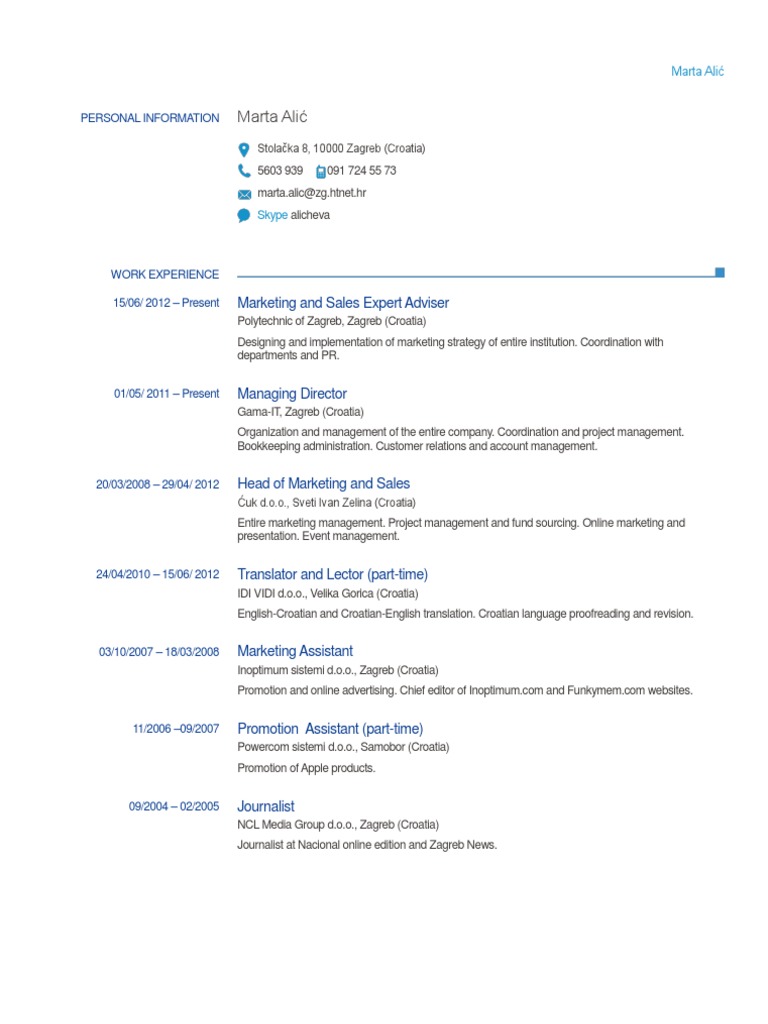 CV en | PDF | Croatia | Communication
