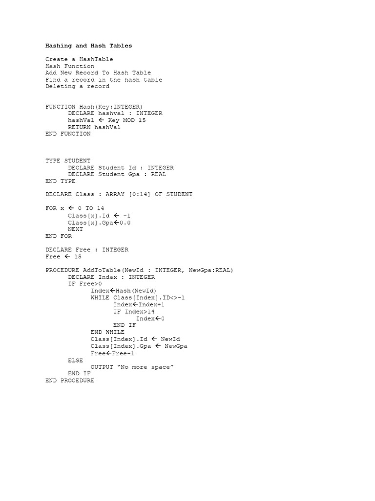 Hashing and Hash Tables | PDF | Computer Programming | Computer Data