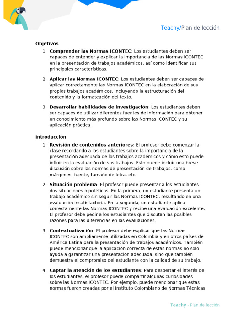 Importancia y Aplicacion de Las Normas ICONTEC en Trabajos Academicos | PDF | Maestros ...