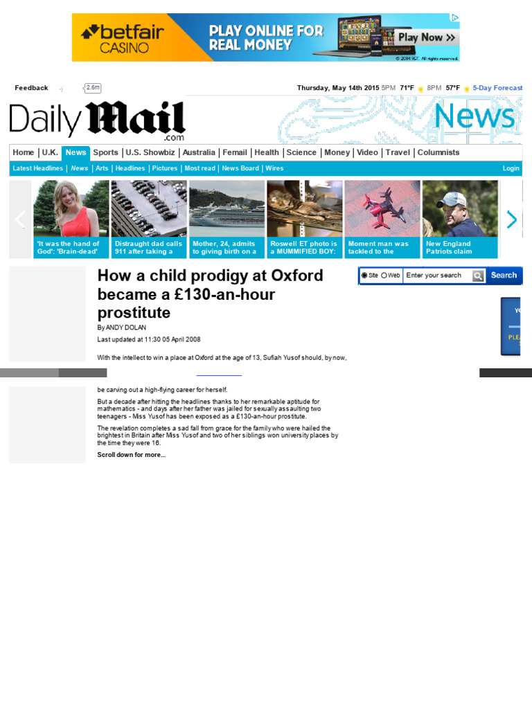 WWW Dailymail Co Uk News Article 550549 How Child Prodigy Ox | PDF