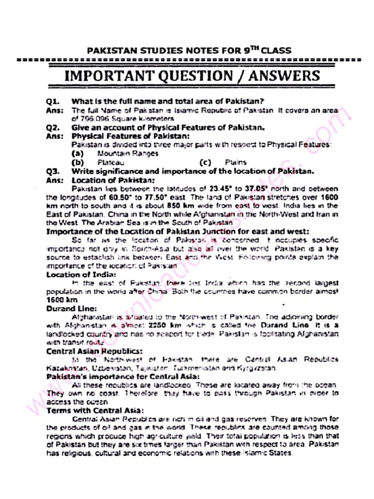 Pak Studies Chapter 3 | PDF