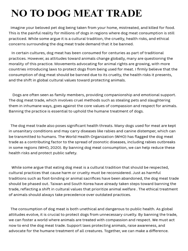 NO TO DOG MEAT TRADE | PDF | Dogs | Meat
