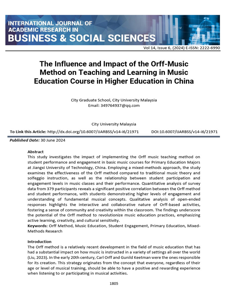 The Influence and Impact of The Orff-Music Method | PDF ...
