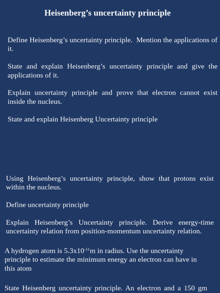 Heisenberg's Uncertainty Principle | PDF | Uncertainty Principle | Electron