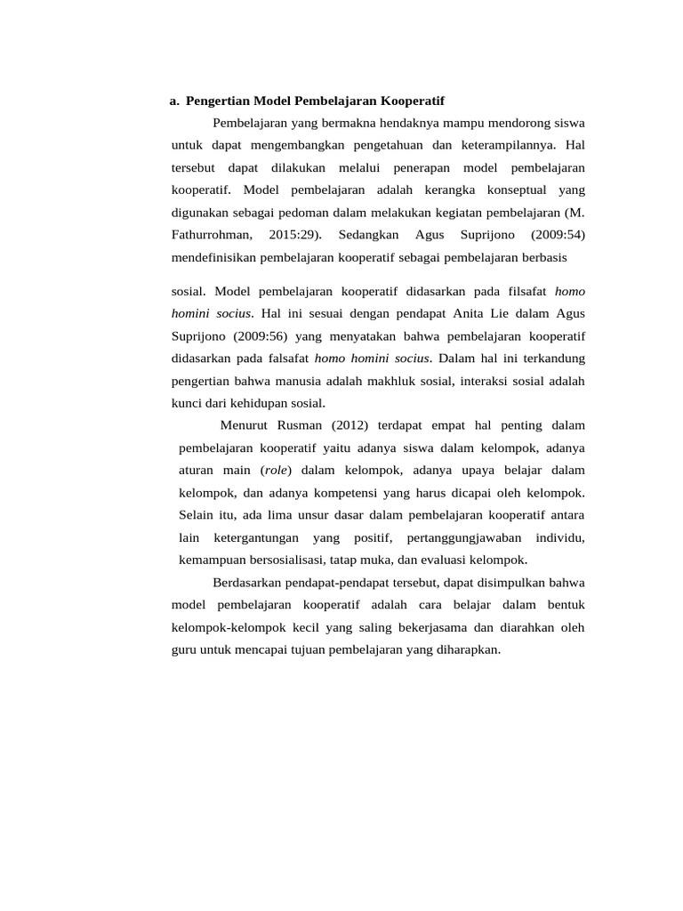 Pengertian Model Pembelajaran Kooperatif | PDF