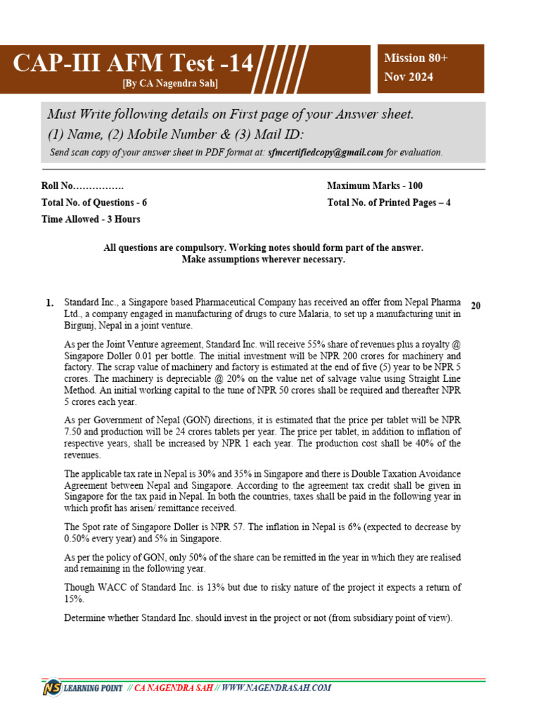14 - CAP-III AFM Test-14 Question Mission 80+ For ND24 | PDF | Beta ...