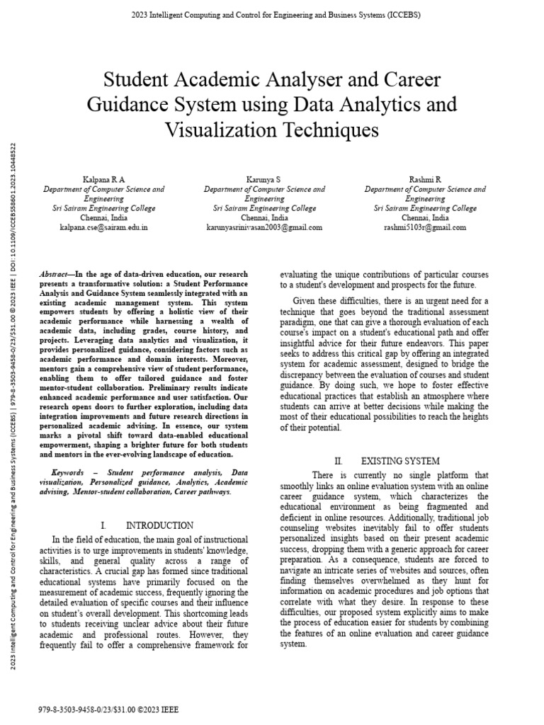 Student Academic Analyser and Career Guidance System Using Data ...