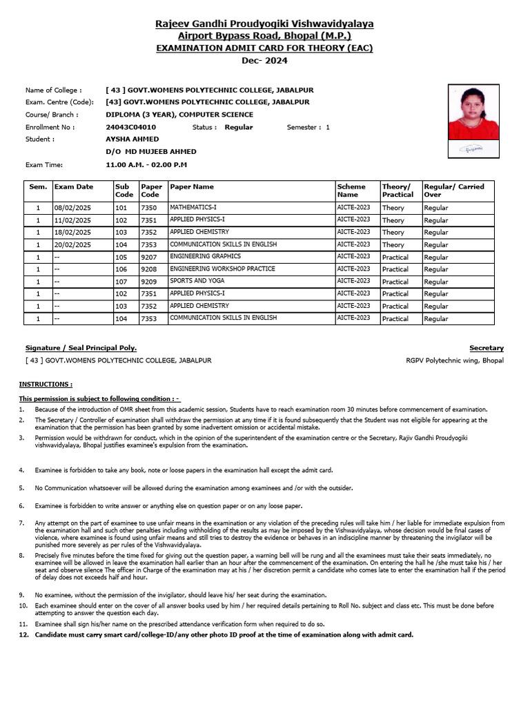 Diploma Exam Admit Card Instructions | PDF | Justice | Crime & Violence