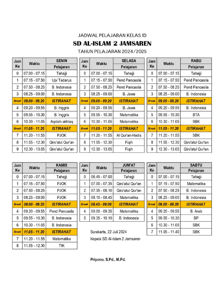 Jadwal Kak Yaya | PDF