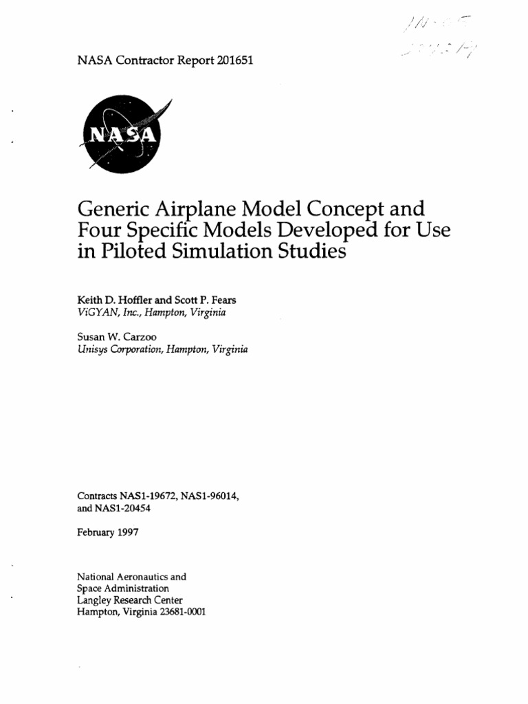 Generic Airplane Model for Simulations | PDF | Aerospace Engineering ...