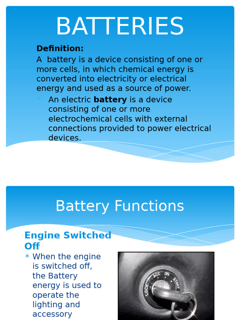 BATTERIES - Presentation | PDF | Rechargeable Battery | Electrical ...